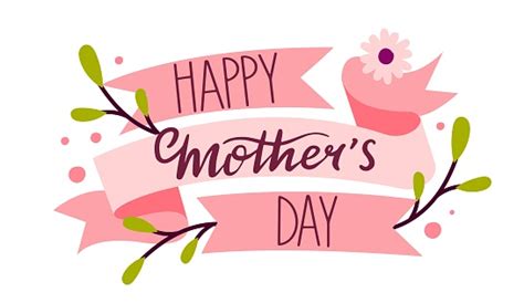 해피 어머니의 날 휴일 배너 스티커 플랫 스타일의 레터링과 엽서 및 포스터 벡터 일러스트 레이 션 어버이날에 대한 스톡 벡터 아트 및 기타 이미지 Istock