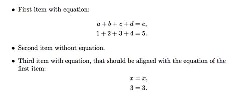 How To Align Equations That Are In Different Items Of An Itemize TeX LaTeX Stack Exchange