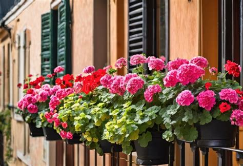 A Row Of Vibrant Geraniums In A Balcony Garden Stock Illustration