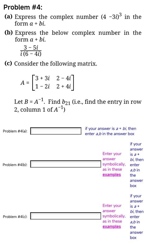 solved problem 4 a express the complex number 4−3i 3