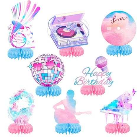 Pcs Music Decorations Birthday Fans Music Honeycomb Centerpieces 3d