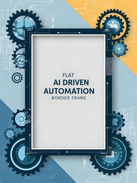 Flat Ai Driven Automation Border Frame Concept As A Clean Border Frame With Gears And Digital