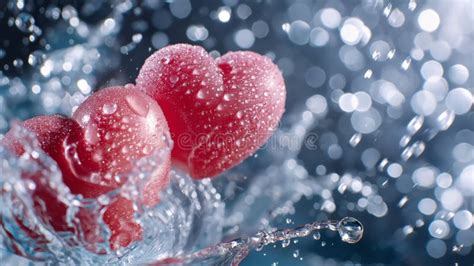 Love S Reflection Heart Shaped Objects Dancing In Water Stock Photo