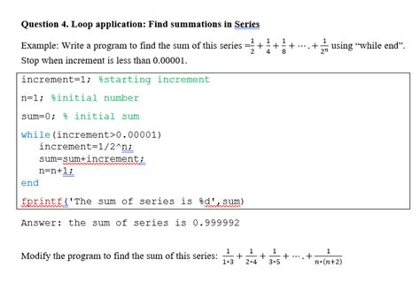 Solved Question 4 ﻿loop Application Find Summations In