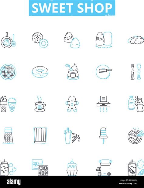 Sweet Shop Vector Line Icons Set Candy Confectionery Chocolates