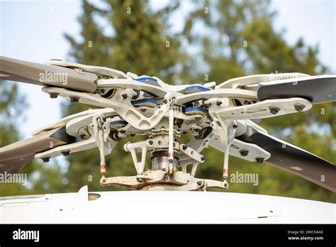 A Modern Helicopter Details The Propeller And Engine Helicopter Rotor The Blades Of A