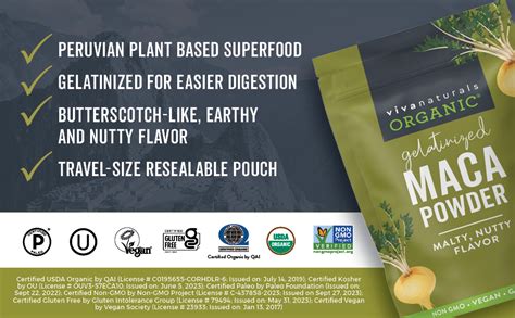 Viva Naturals Organic Maca Powder Gelatinized 8 Oz