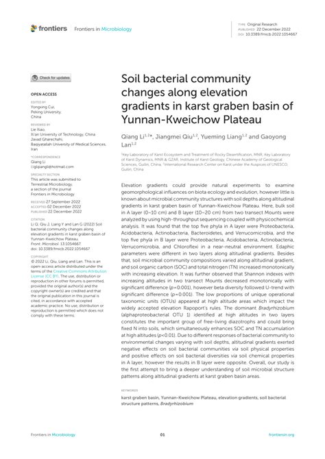 (PDF) Soil bacterial community changes along elevation gradients in ...