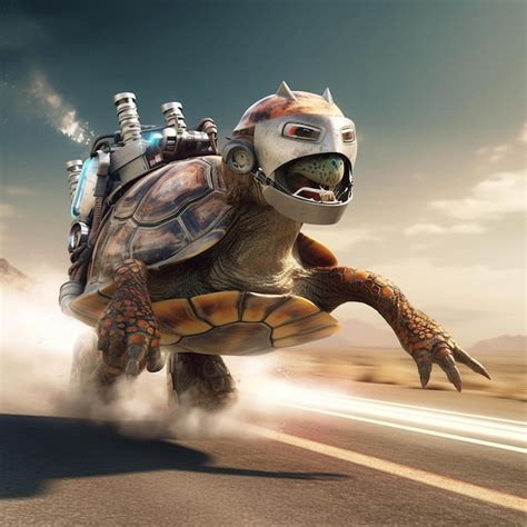 Premium AI Image Turtle Using Rocket Created