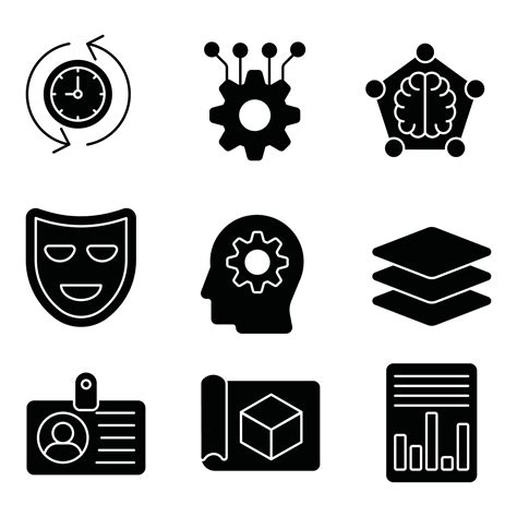 Machine Learning Glyph Icons Set Vector Art At Vecteezy