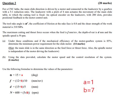 Solved Question For A CNC Lathe The Main Slide Direction Chegg
