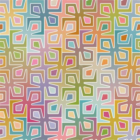 Abstract Pattern With Interlocking Geometric Shapes In Different Pastel Colors Retro Style