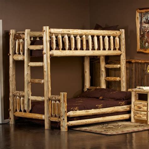 Cedar Lake Xl Twin Over Queen Log Bunk Bed Bunk Beds Log Bunk Beds