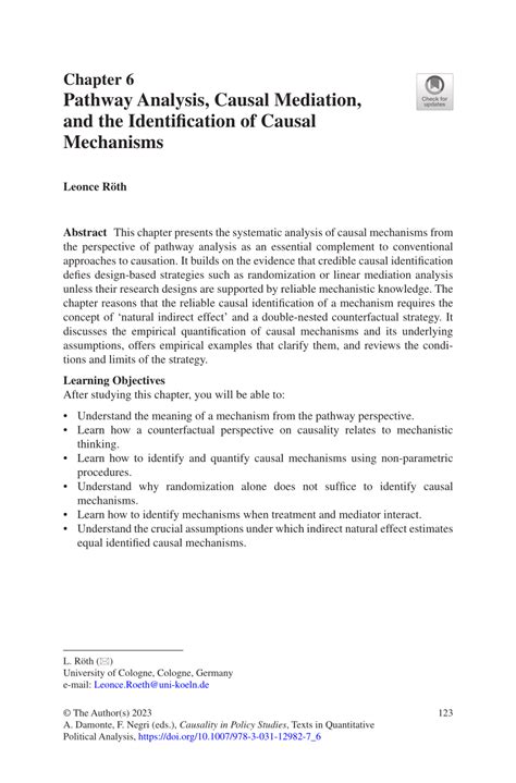 PDF Pathway Analysis Causal Mediation And The Identification Of Causal Mechanisms