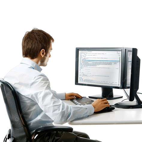 Software Developer Concept Programmer Coding On Desktop Software