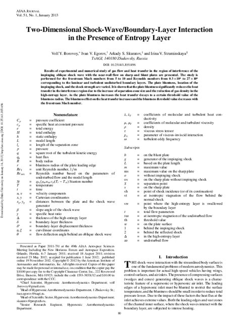 Pdf Two Dimensional Shock Waveboundary Layer Interaction In The Presence Of Entropy Layer