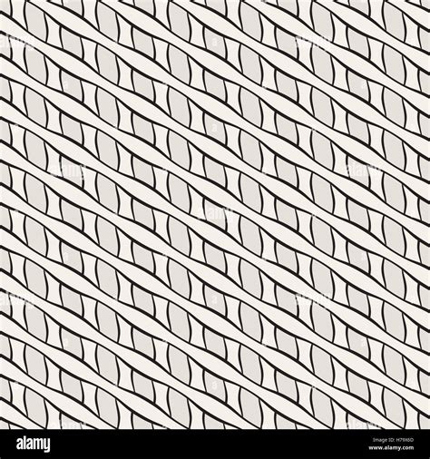 Vector Seamless Black And White Rounded Parallel And Intersecting Lines Pattern Stock Vector