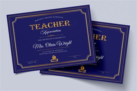 Custom Teacher Appreciation Certificate Template Posh Park