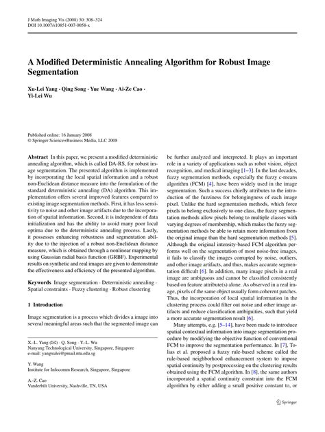 Pdf A Modified Deterministic Annealing Algorithm For Robust Image