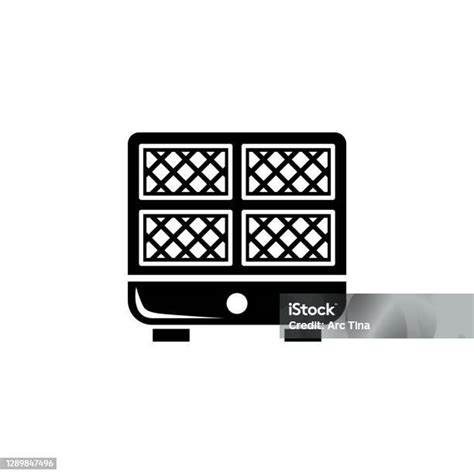 와플 철 기계 주방 와플 메이커 플랫 벡터 아이콘 그림입니다 흰색 배경에 간단한 검은 기호 와플 아이언 키친 와플 메이커 는 웹