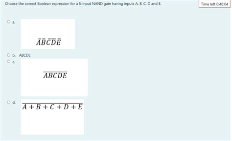 Solved Choose The Correct Boolean Expression For A Input Chegg