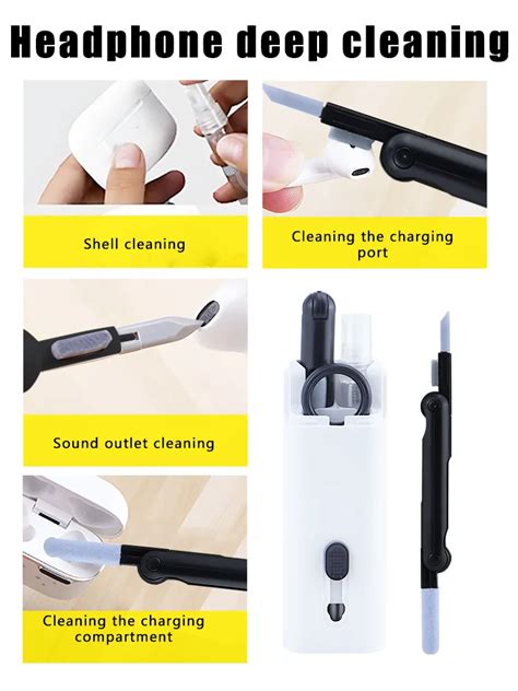 7 In 1 Computer Keyboard Cleaner Brush Screen Cleaning Spray Bottle Set Earphones Cleaning Pen