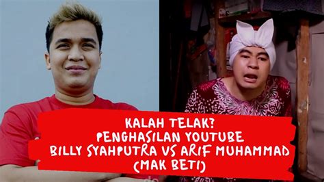 Kalah Telak ! Penghasilan Youtube Billy Syahputra VS Arif Muhammad (Mak ...