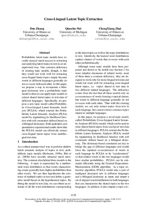 Pdf Cross Lingual Latent Topic Extraction