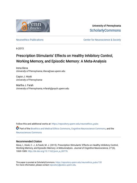 prescription stimulants effects on healthy inhibitory control working