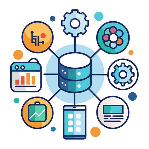 Database Connected To Various Devices And Data Points Premium Ai Generated Vector