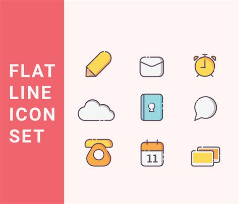 Flat Line Icon Set On Behance