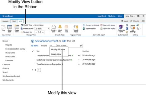 Sharepoint 2013 Creating List Views Modify A View Delete A View