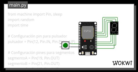 Programado En Un Esp32 Un Display 7 Segmentos Dado Copy Wokwi Esp32