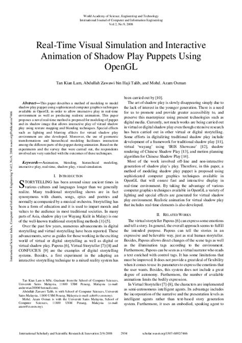 Pdf Real Time Visual Simulation And Interactive Animation Of Shadow