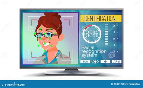 Face Recognition Identification System Vector Face Recognition Technology Woman Face On