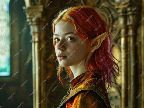 Premium Photo A Girl With Red Hair And Elf Ears