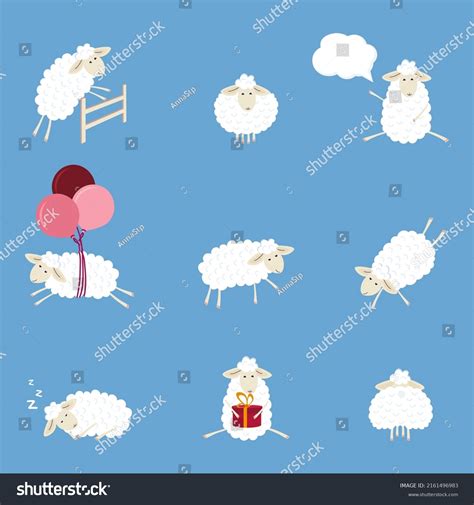 Cute Sheep Characters Collection Vector Illustration Stock Vector Royalty Free 2161496983