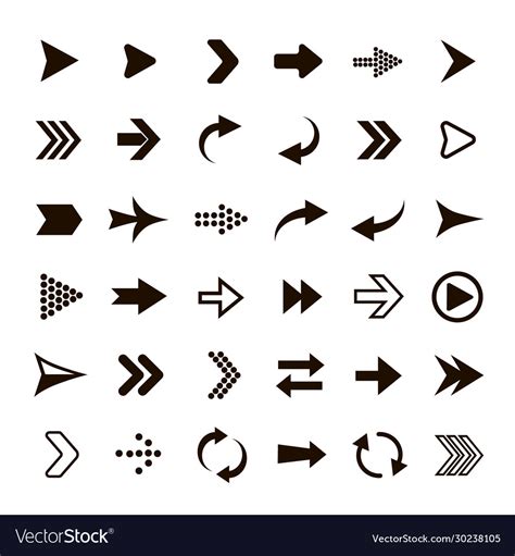 Arrows Set Black Arrow Symbols Pictograms Vector Image