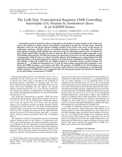 Pdf The Lysr Type Transcriptional Regulator Cbbr Controlling