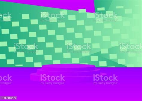 청록색과 보라색 제품 디스플레이 벡터 3d 룸 실린더 받침대 연단 프레젠테이션을 위한 무대 쇼케이스 미래 공상 과학 최소한의