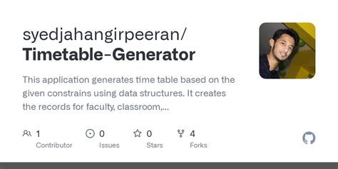 Github Syedjahangirpeeran Timetable Generator This Application Generates Time Table Based On