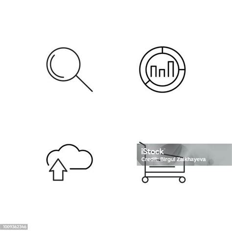 검색 엔진 최적화 및 마케팅 선형 아이콘 설정합니다 간단한 개요 벡터 아이콘 다이어그램에 대한 스톡 벡터 아트 및 기타 이미지