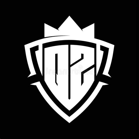 Qz Letter Monogram With Triangle Curve Shield Shape With Crown White And Black Background Color