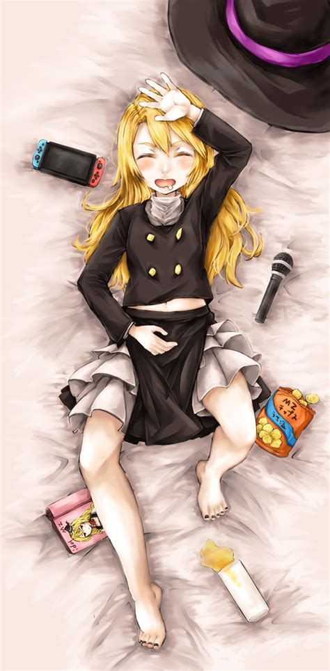 Safebooru 1girl Bangs Barefoot Black Headwear Black Jacket Black