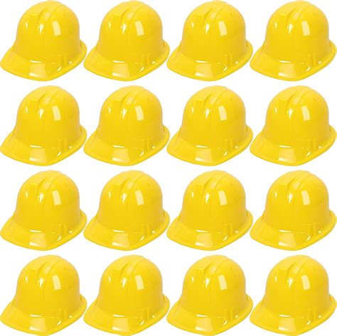 Blcculi 16 Pack Yellow Soft Plastic Hard Hats Toy