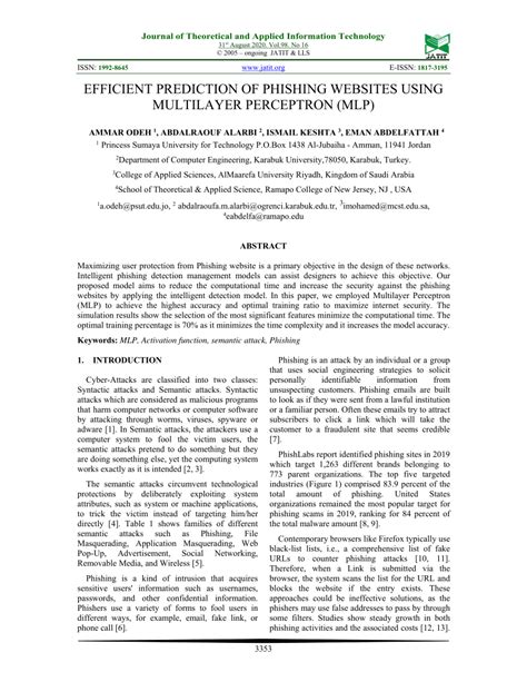 pdf efficient prediction of phishing websites using multilayer