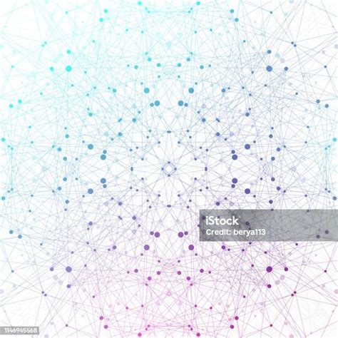 연결 된 선과 점으로 기하학적 추상적인 배경입니다 프레젠테이션을 위한 네트워크 및 연결 배경입니다 그래픽 다각형 배경입니다 과학적인 벡터 일러스트 사진 효과에 대한 스톡