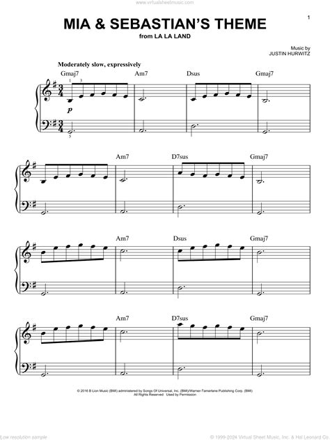 Mia And Sebastians Theme Piano Sheet Music With Letters Mia Amp