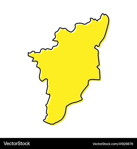 Simple Outline Map Of Tamil Nadu Is A State Vector Image On Vectorstock In 2025 Outline