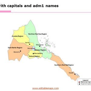 Eritrea Map With 6 Regions And 58 Districts Editable PowerPoint Maps